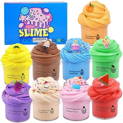 9 Pack Slime Kit Mini Cloud Slime Kit Soft and Non Sticky Fluffy Slime ...