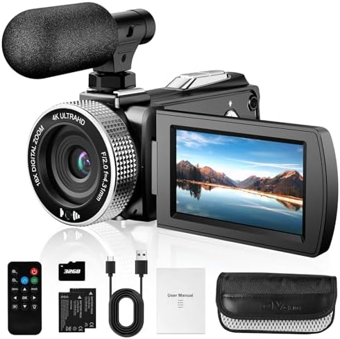 CAMWORLD Camcorder Video Camera 4K 30fps 42MP 18X Digital Zoom Vlogging ...
