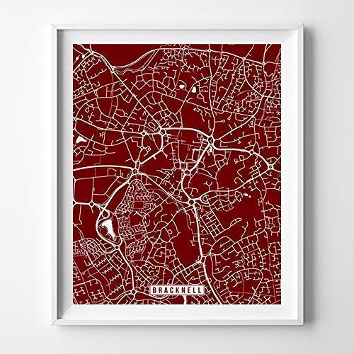 Amazon.com: Bracknell England UK City Street Map Wall Art Home Decor ...