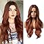 Amazon.com : Qihang Long Auburn Wigs for Women 26 Inch Middle Part Red Curly Wavy Wig Natural ...