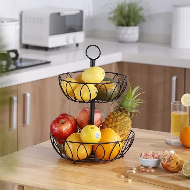 Next In Crafts Fruit Basket 2 Tier for Home Dining Table Storage Iron ...