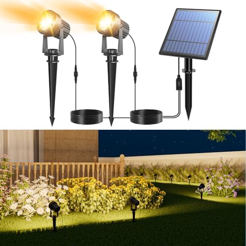 APONUO Solar Spot Lights Outdoor 2-in-1 Solar Landscape Lighting Dusk ...