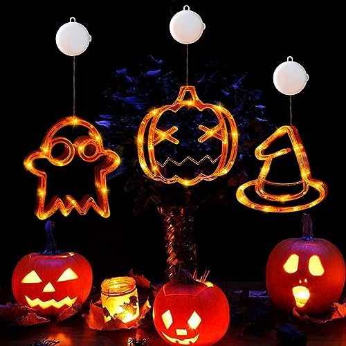 Amazon.com : Halloween Decorations Window Lights, 3 Pack of Pumpkin ...