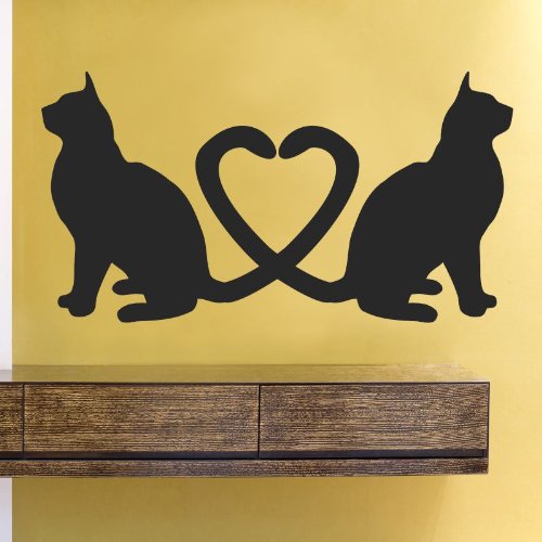 Amazon.com: Cat Tails Heart Vinyl Wall Decals Quotes Sayings Words Art ...