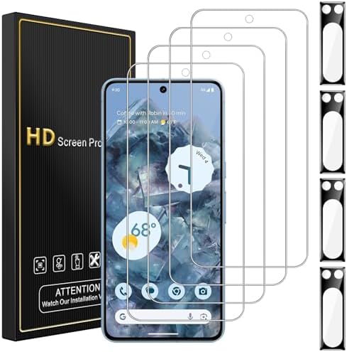 NBiefuny [4+4 Pack] for Google Pixel 8 Pro Screen Protector, 4 Pack ...