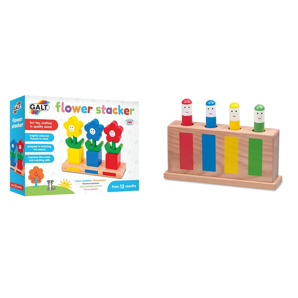 Galt, Flower Stacker, Baby Sensory Wooden Stacking Toys, Ages 12 Months ...