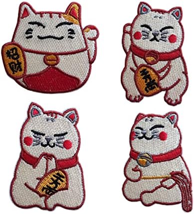Amazon.com: Maneki-Neko Iron-On Patch Embroidered Lucky Charm Cat Applique Japanese Emblem