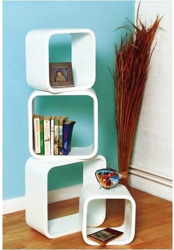 Retro Floating Shelves Bookcase Cube Shelving NEW - White Square LO02B ...