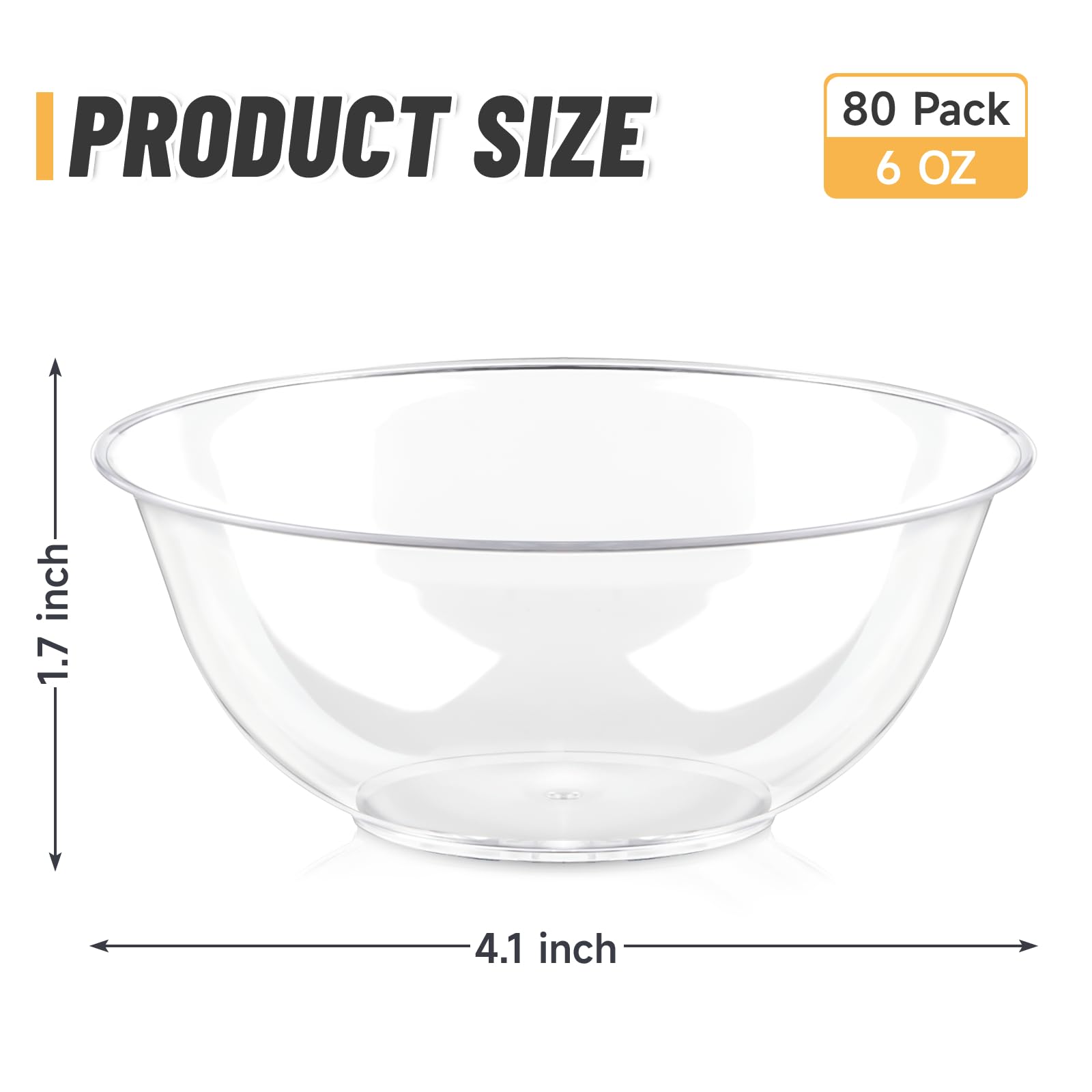 Snapklik.com : 6 Oz Mini Clear Plastic Bowls, 80 Pack Disposable Hard ...