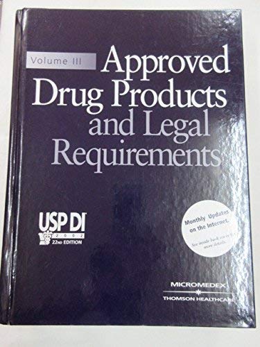 Buy Approved Drug Products and Legal Requirements: Usp Di 2002: 3 (Usp ...
