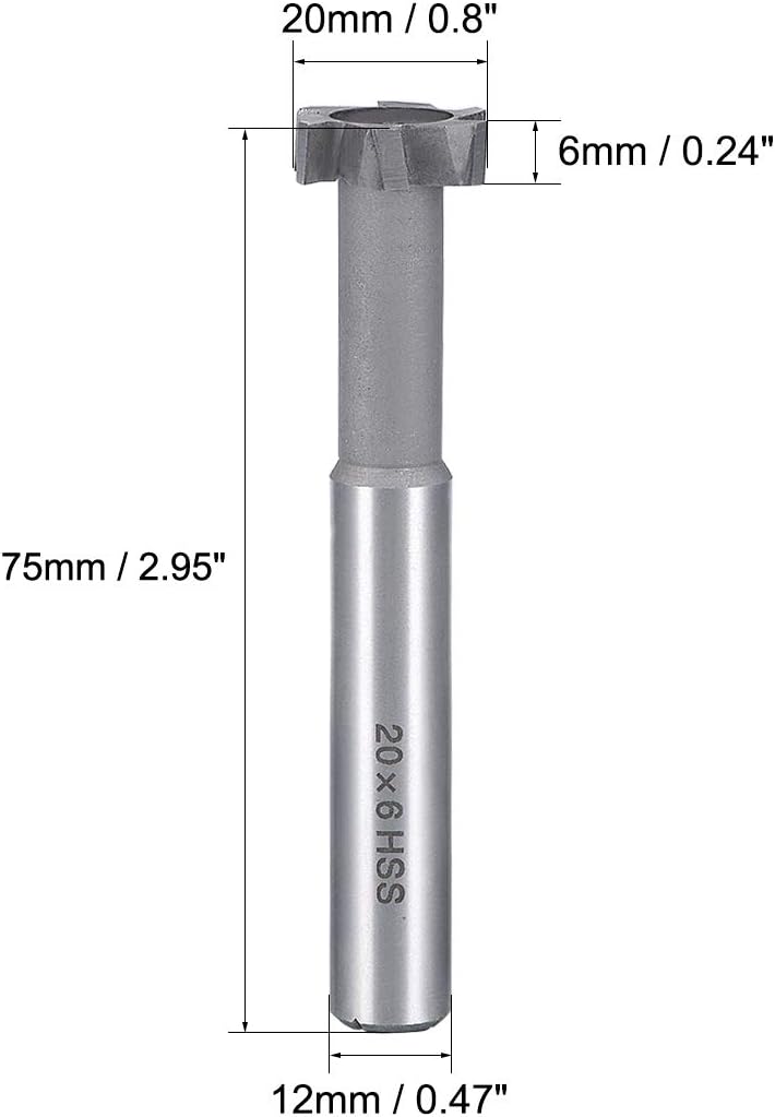 sourcingmap HSSAL T Slot End Mill Milling Cutter 6 Flutes 20mm Cutting ...