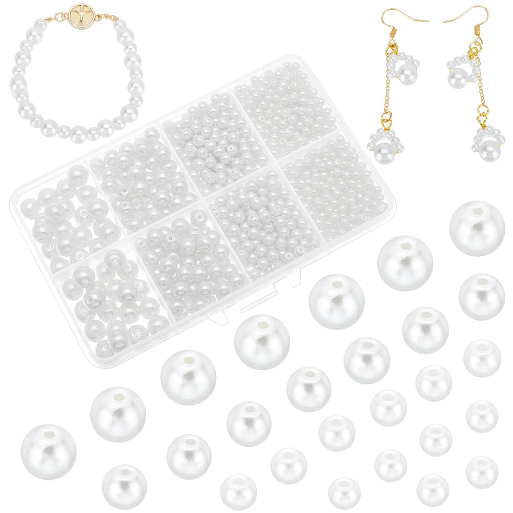 Amazon.com: PH PandaHall White Pearl Beads, 1060pcs Glass Pearl Bead ...