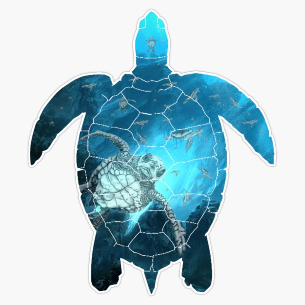 Amazon.com - Sea Turtle - Under The Sea Blue Sea Turtle Vinyl Sticker ...