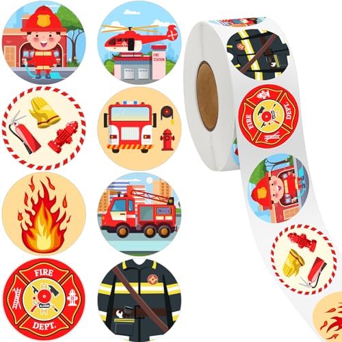 Amazon.com: 500PCS Fire Truck Roll Stickers -Fire Truck/Fire Car ...