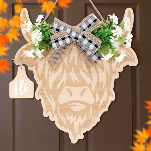 Amazon.com : Geetery 21 Pcs Cow Head Door Wreath Sign Welcome Cow Door ...