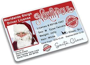 Amazon.com: North Pole Santa Claus Lost Driving License Christmas Day ...