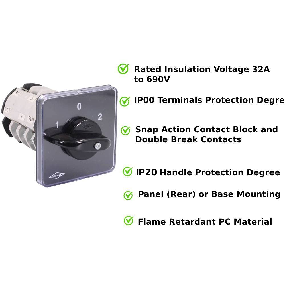 Bremas 32A 690VAC Switch, Change Over Selector Switch, 3 Positions 10 ...
