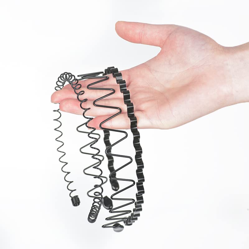 Metal Headbands Wavy Hairband Spring Hair Hoop Black Unisex