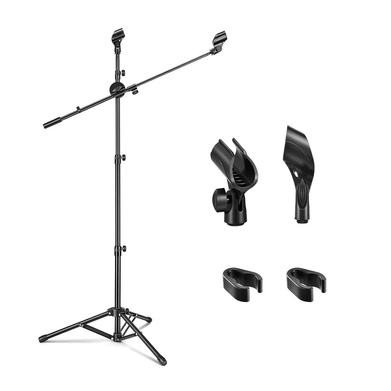 Moukey MMs-3 Mic Stand, Tripod Boom Microphone Stands with 2 Non-Slip ...