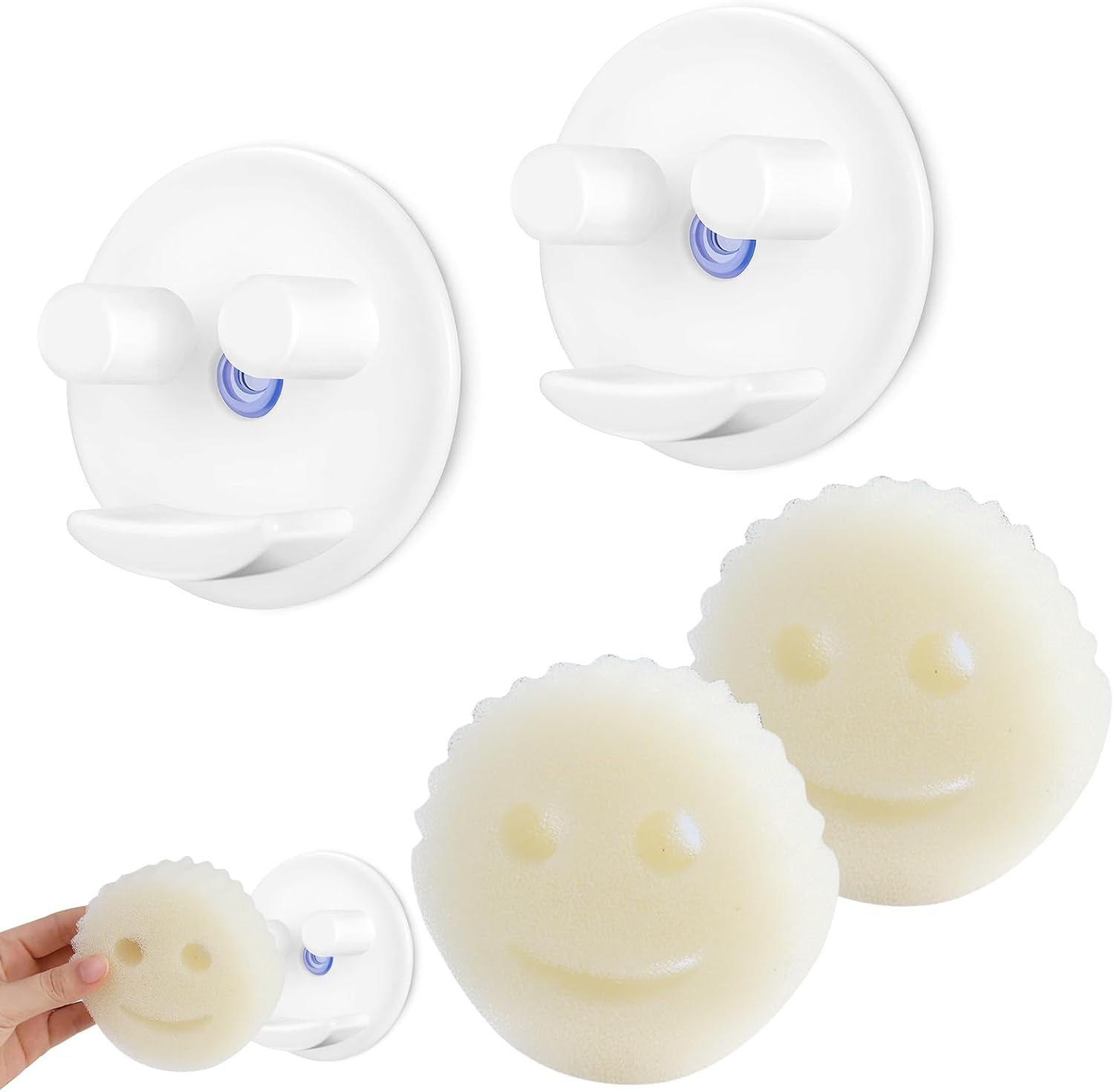 2PCS Funny Face Sponge Holder, Suction Cup Sink Sponge Organizer ...