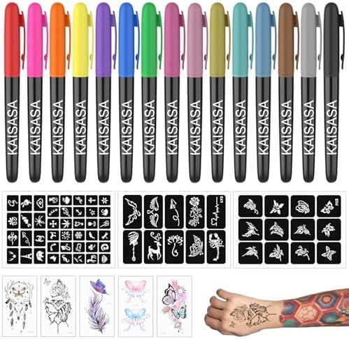 Amazon.com : Temporary Tattoo Markers for Skin, Temporary Tattoo Kit ...