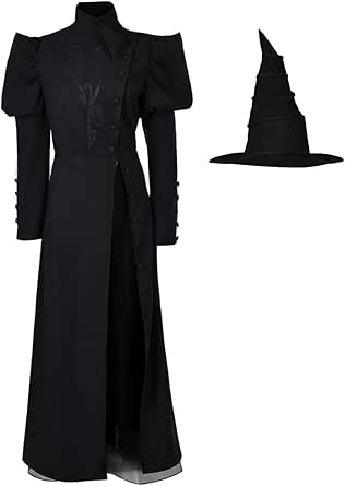 Taeyue Elphaba Cosplay Costume Women Witch Elphaba Long Sleeve Black Dress Hat Halloween Outfits ...