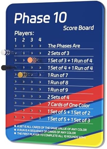 2025 New Upgrade Phase 10 Scoreboard, Acrylic Scoreboard for Phase 10 ...