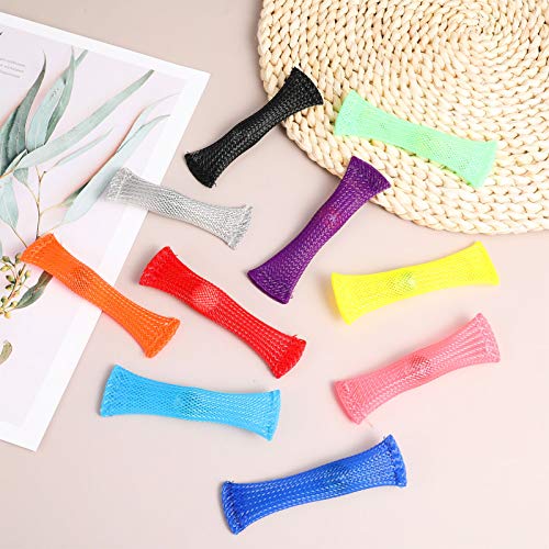 FRIUSATE 10 Pcs Fidget Toys Braided Mesh Tube with Marbles Stress ...