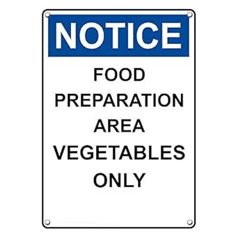 Amazon.com: Weatherproof Plastic Vertical OSHA Notice Food Preparation ...