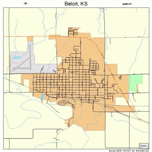 Large Street & Road Map of Beloit, Kansas KS - Printed poster size wall ...