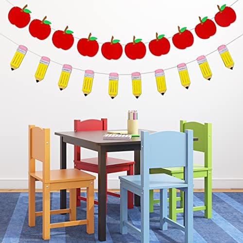 Amazon.com: Whaline 2Pcs Back to School Felt Banner Apple Pencil Shape ...