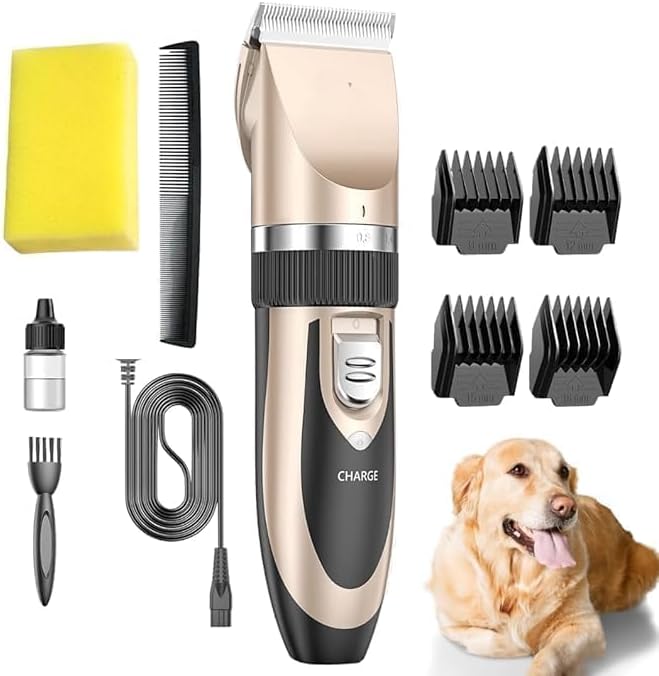COOLBIT Pet Grooming Kit for Cats & Dogs - Quiet Cordless Trimmer for ...