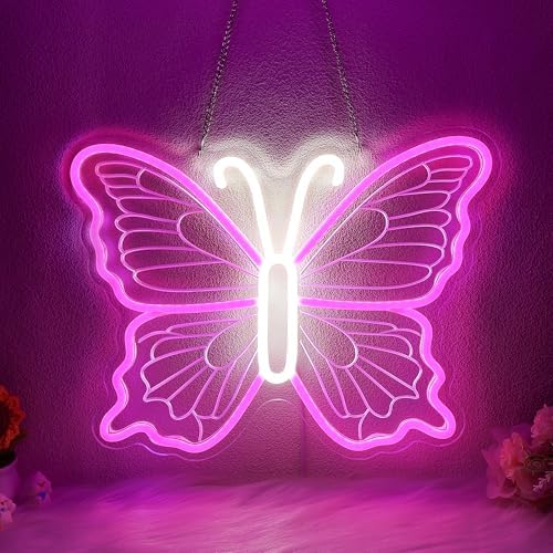 Vibrant Butterfly Neon Light, Adjustable Brightness LED Butterfly ...