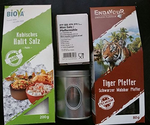 Gourmet Salz und Pfeffer Geschenk- Probier-Set Halitsalz und Malabar ...