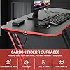Amazon.com: YIQIEDEY 47 Inch Gaming Desk Z Shaped Computer Desk Carbon ...