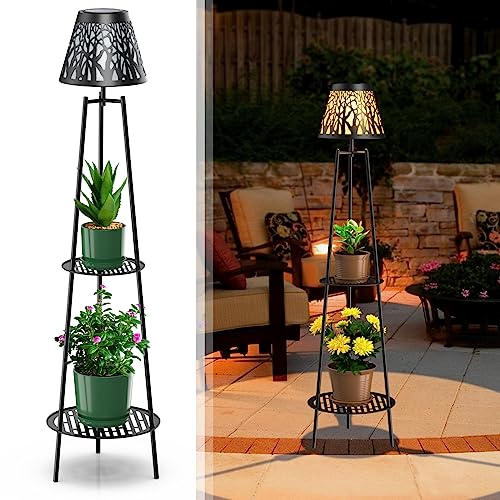 Amazon.com: 2 Pack Metal Solar Floor Lights Outdoor with Plant Stands ...