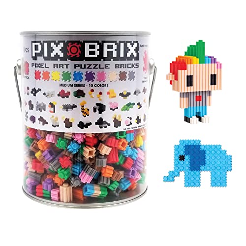Pix Brix Pixel Art Puzzle Bricks Bucket – 1,500 Piece Pixel Art Kit ...