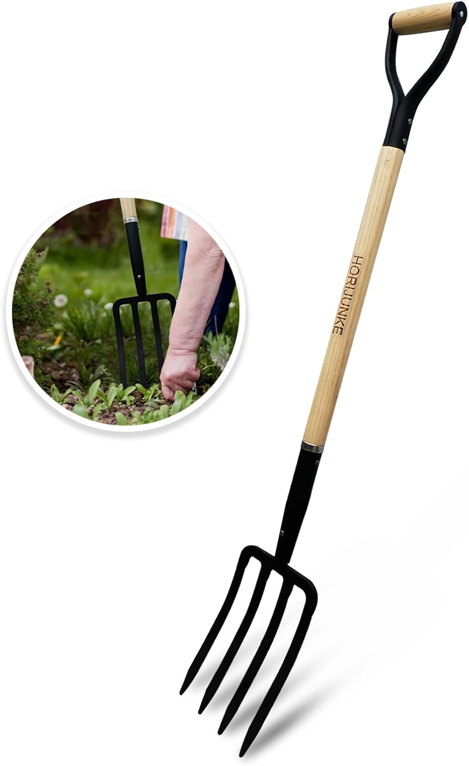 Amazon.com : HORIJUNKE Garden Fork,4-Tine Pitchfork,Spading Digging Fork,Forged Steel Y-Grip ...