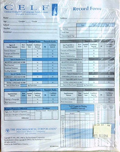Clinical Evaluation of Language Fundamentals: Record Forms, 12: Semel ...