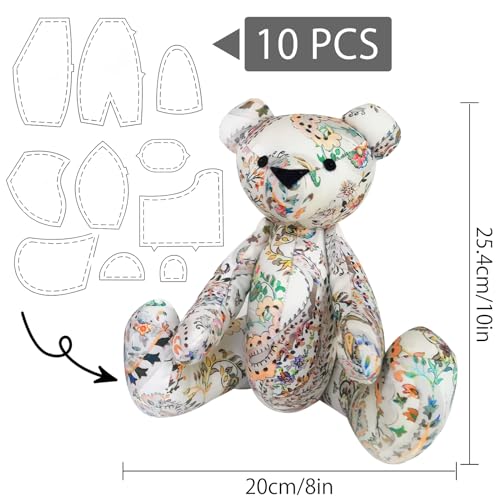 10 PCS Memory Bear Template Ruler, 10 inch Acrylic Memory Bear Template ...