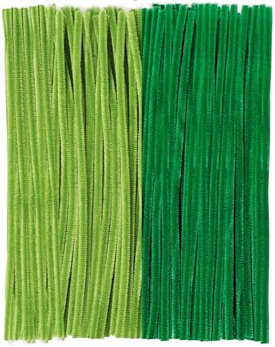 YIKUBO 200pcs Pipe Cleaners Green for Craft 2 Colors of Green Pipe ...