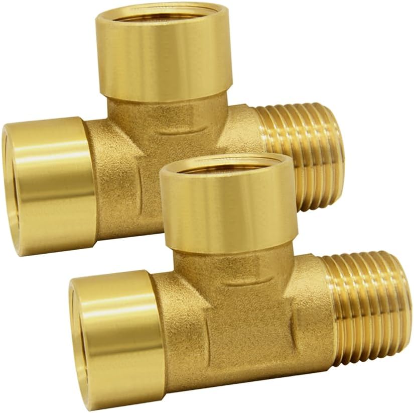 Amazon.com: Hooshing 2PCS Brass Pipe Tee Fittings 1/2" NPT Female x 1/2 ...