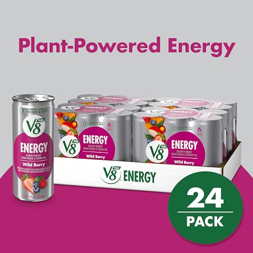 Snapklik.com : V8 +ENERGY Wild Berry Flavored Energy Drink, 8 Fl Oz Can