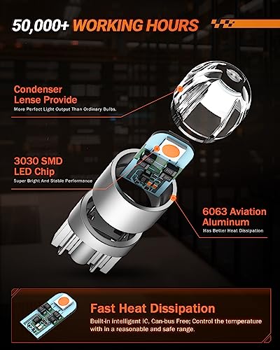 Snapklik.com : 194 LED Bulbs 2700K Amber, 168 2825 T10 W5W 3030 Bright ...