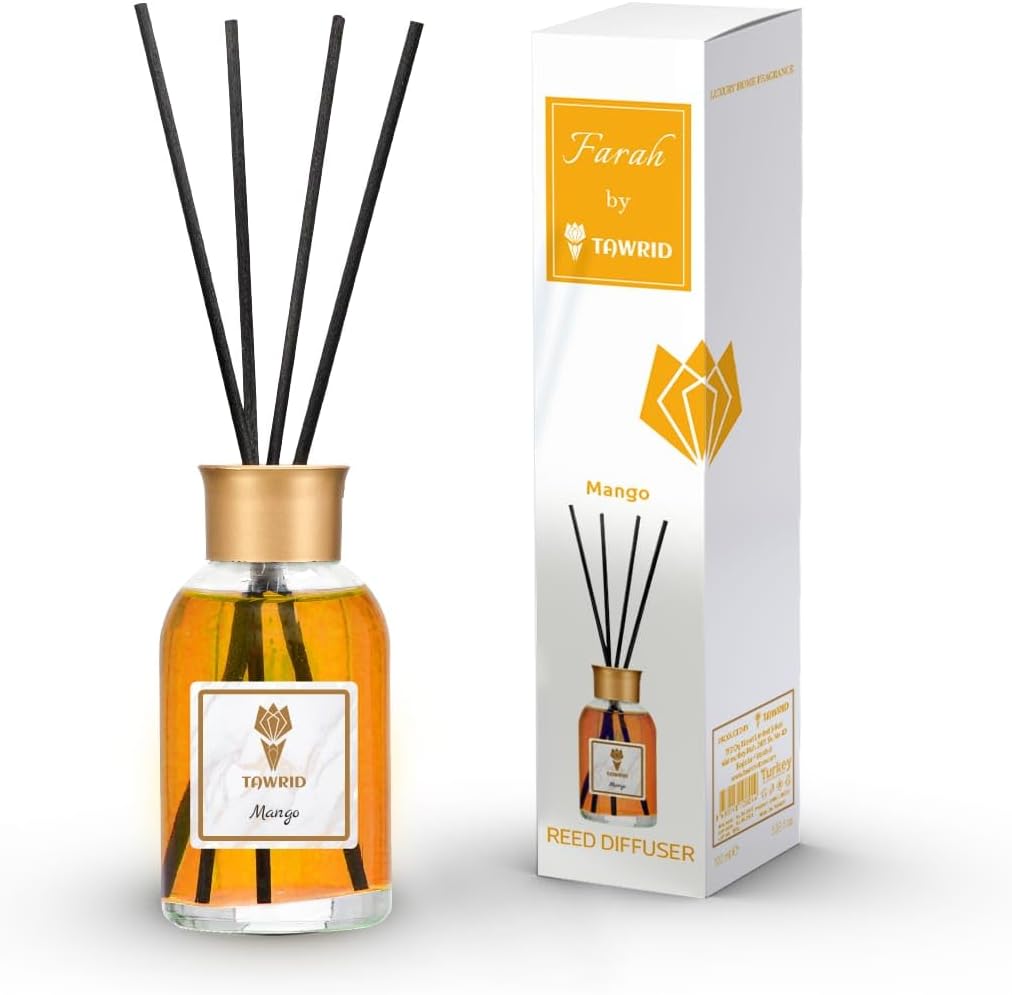 Mango Reed Diffuser, 100ml Home Fragrance with 4 Natural Bamboo Sticks ...