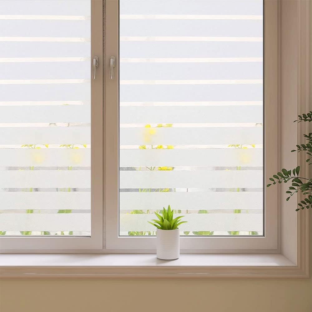 Amazon.com: 2/4 Stripe Frosted Window Film, Privacy Glass Window ...