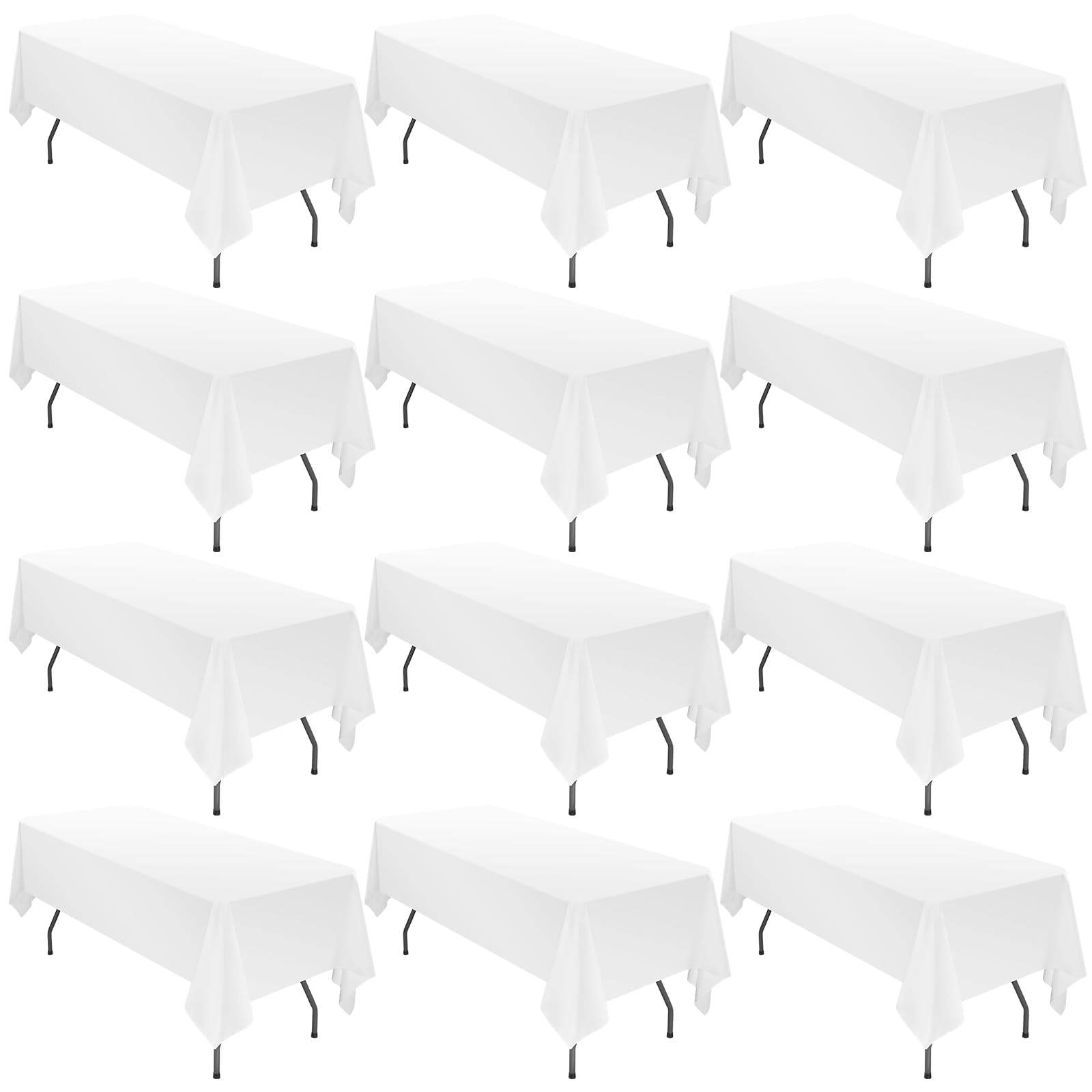 fani 12 Pack 60 x 102 Inch Rectangle Tablecloth, White Tablecloth for 6 ...