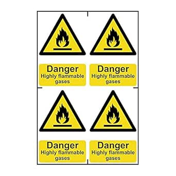 ‘Danger Highly Flammable Gases’ Sign, Self-Adhesive Semi-Rigid PVC, 4 ...
