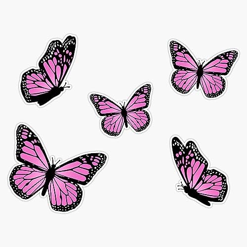 Amazon.com: Aesthetic Pink Butterflies Sticker Vinyl Waterproof Sticker ...