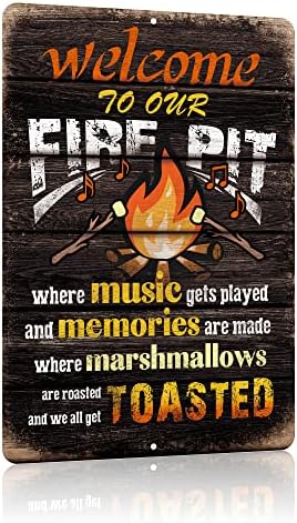 Amazon.com : Firepit Personalized Metal Wall Sign with Family Name ...